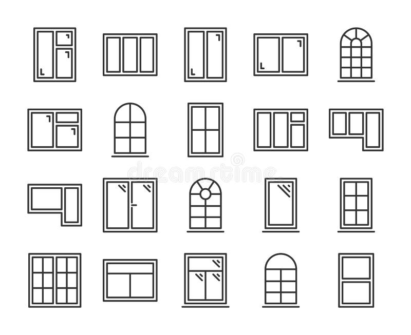 Windows Icons. Windows Frames Line Icon Set. Vector Illustration ...