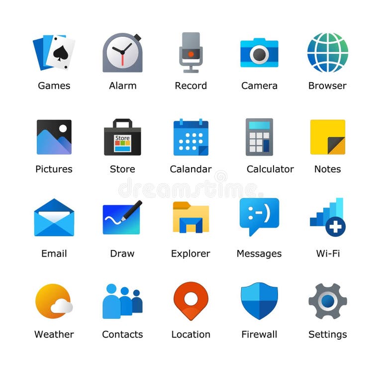Windows 11 Icons Pack. Microsoft Inspired Desktop Icon. Computer UI ...