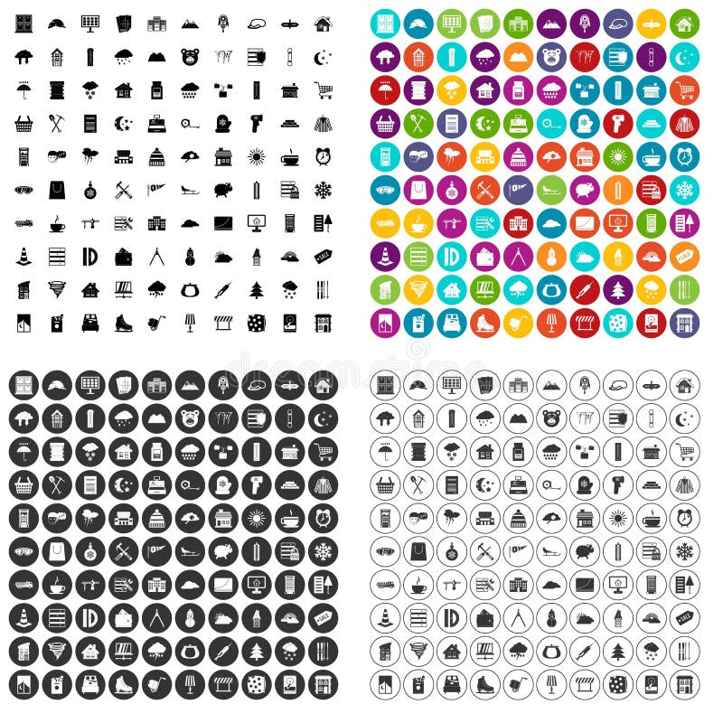 100 Windows Icons Set Vector Variant Stock Vector - Illustration of ...