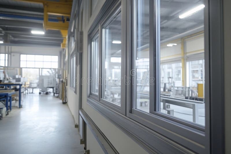 Windows and Industrial Workspace Inside a Manufacturing Facility during ...