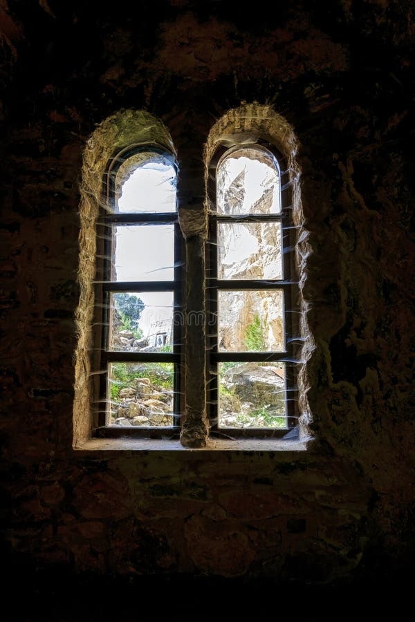 Windows Inside the Monastery Enclosed by Davelis Cave in Penteli, a ...