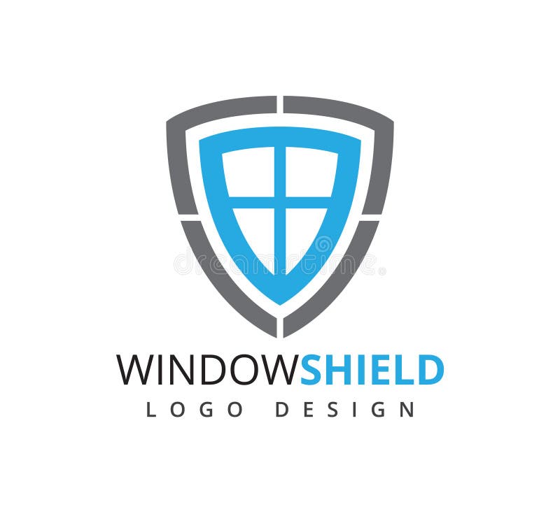 Windows Inside Shield Vector Icon or Logo Design Illustration Stock ...