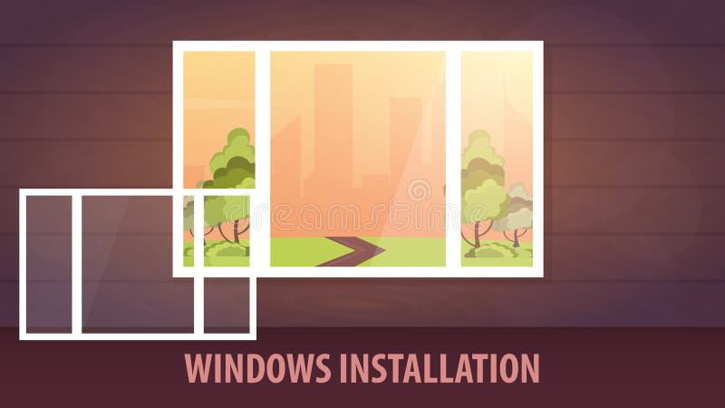 Windows Installation Banner. View from the Window. Vector Illustration ...