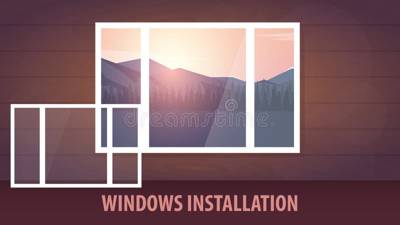 Windows Installation Banner. View from the Window. Vector Illustration ...