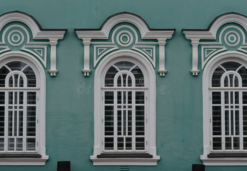 Windows of an Interesting Form in an Old House Stock Image - Image of ...