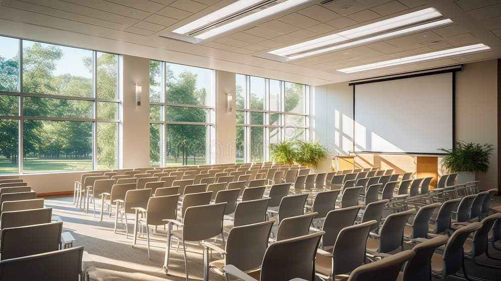 Windows Lecture Hall Lighting Stock Illustration - Illustration of ...