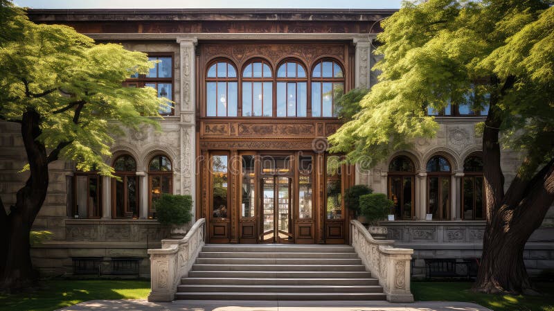 Windows library exterior stock illustration. Illustration of ...