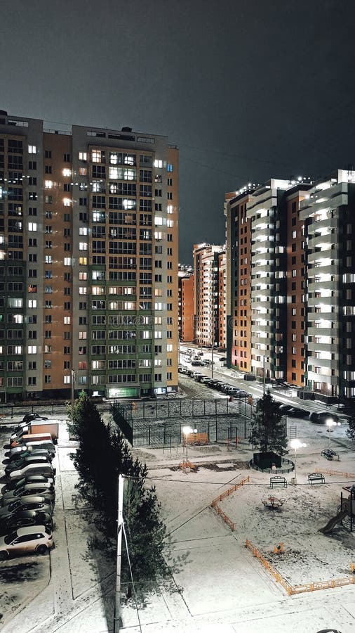 Windows light at night stock photo. Image of facade - 202659240