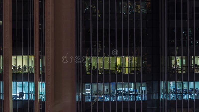 Windows Lights in Modern Office Buildings Timelapse at Night Stock ...