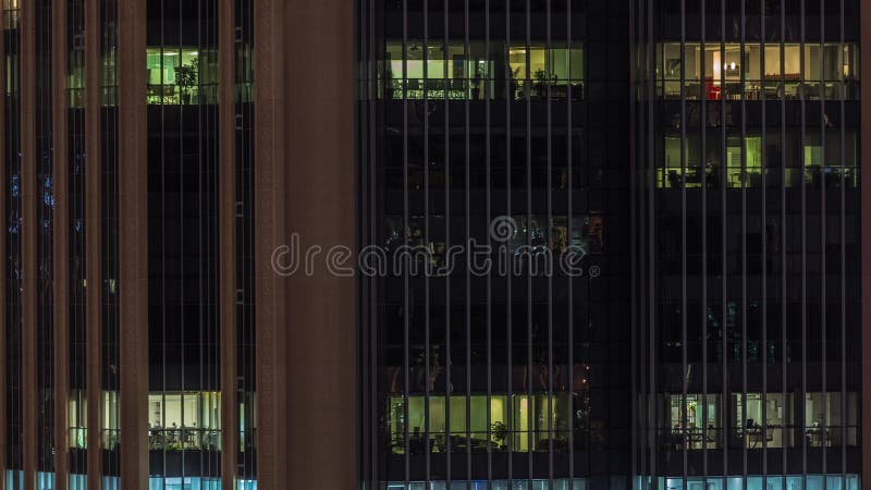 Windows Lights in Modern Office Buildings Timelapse at Night Stock ...