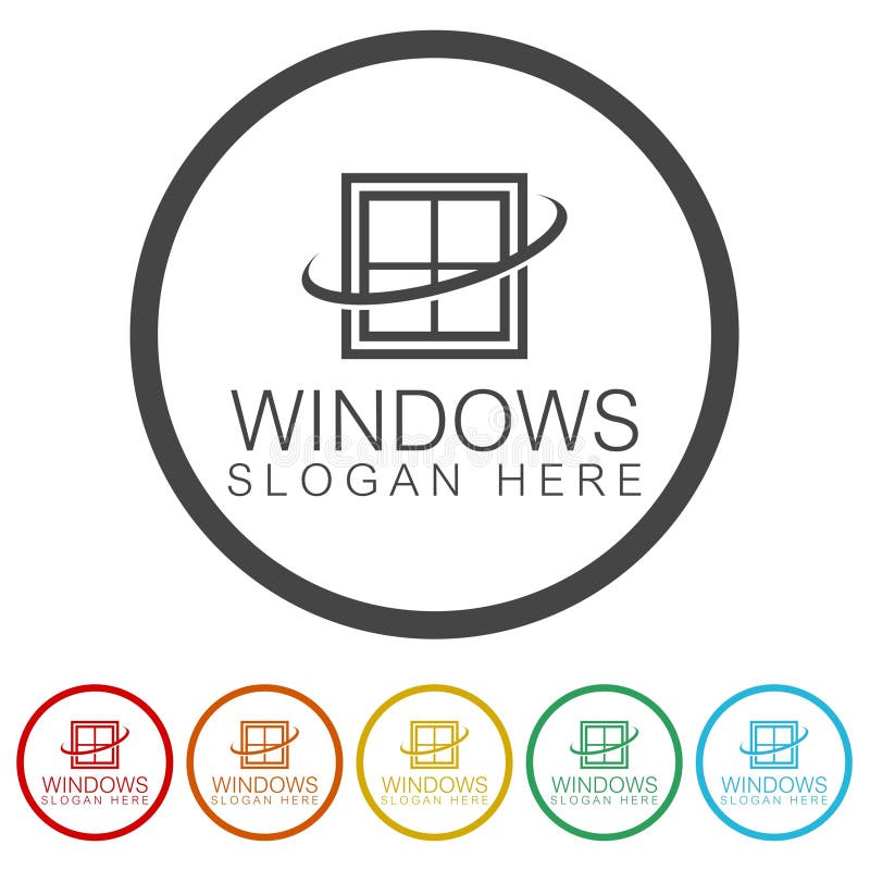 Windows Logo Design Template. Set Icons in Color Circle Buttons Stock ...