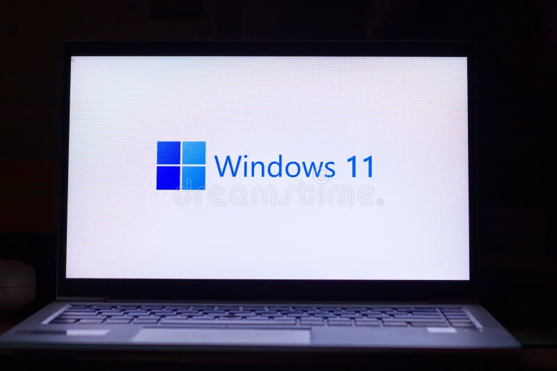 Windows 11 Logo on Laptop Screen Stock Image. Editorial Photography ...