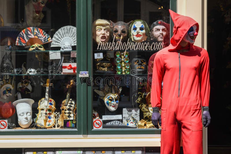 Windows of a Masks Shop at Amsterdam on Holland Editorial Stock Image ...