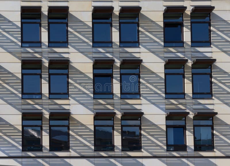 Windows of Modern Building Facade Stock Image - Image of horizontal ...
