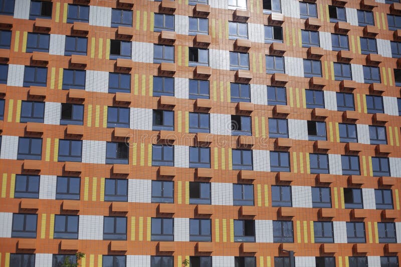 The Windows of a Modern Building are Orange. Stock Image - Image of ...