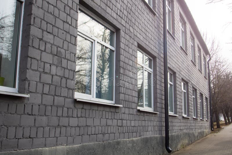Windows on a Modern Two-storey Building Closeup Stock Image - Image of ...