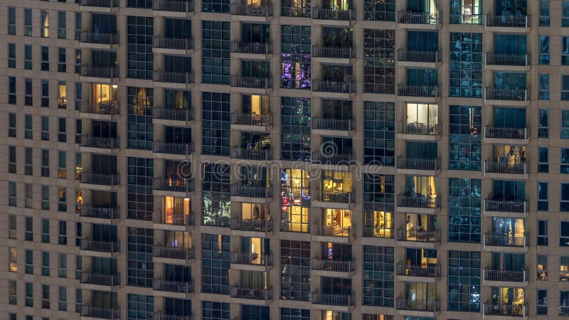 Windows of the Multi-storey Building of Glass and Steel Lighting Inside ...