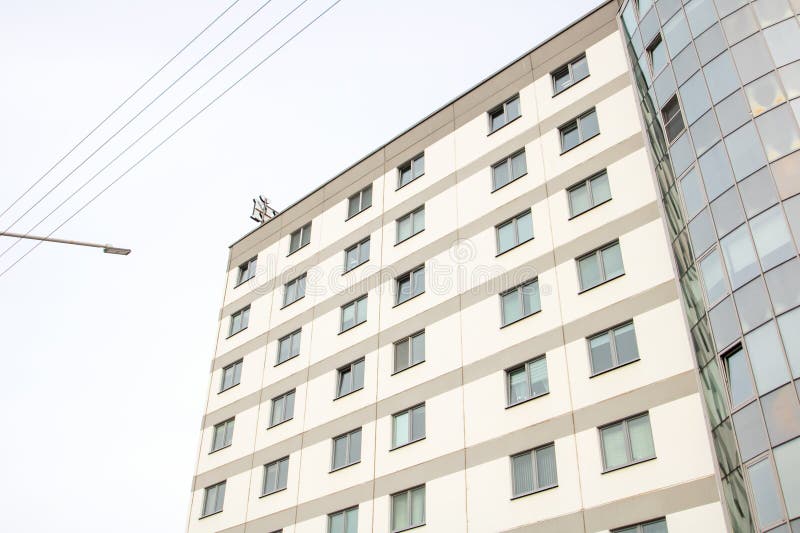 Windows of Multi-storey Tall Building Against Background of Sky Stock ...