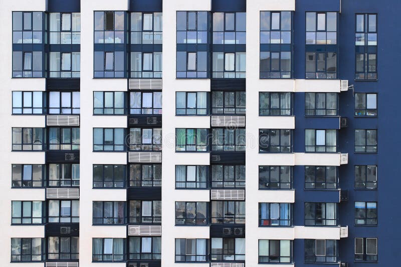 Windows of New Modern Apartment House Stock Image - Image of wall, real ...