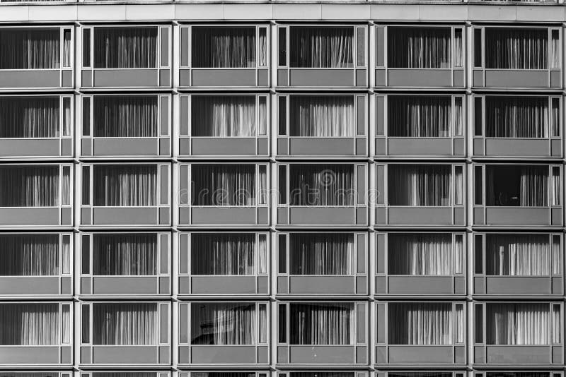 Windows of Office Building in Vintage Style with Curtain Stock Image ...