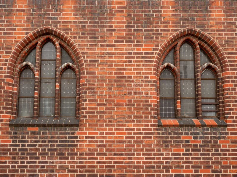 Windows of an Old Brick Building. Stock Image - Image of architecture ...