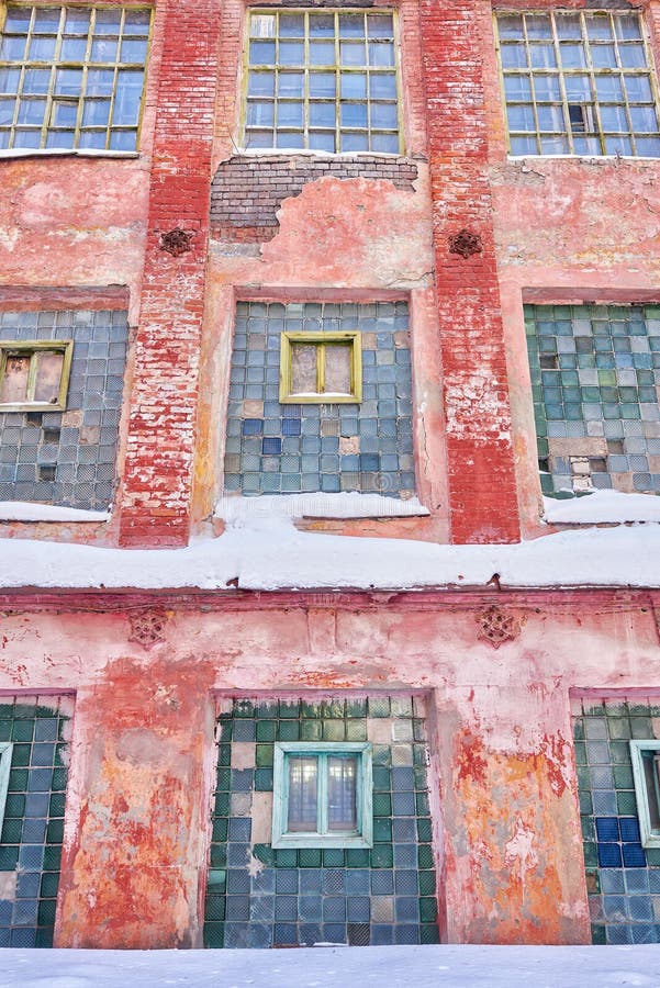 Windows in the Old Brick Wall of an Abandoned Industrial Building Stock ...