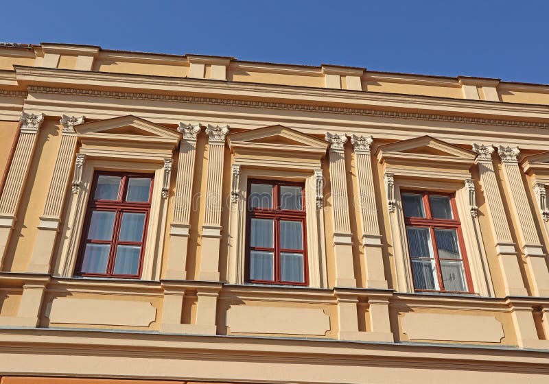 Windows of an old building stock image. Image of detached - 160919431