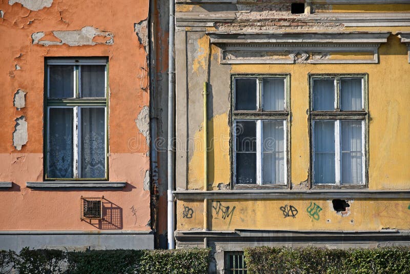 Windows of Old Buildings in the City Stock Photo - Image of closed ...