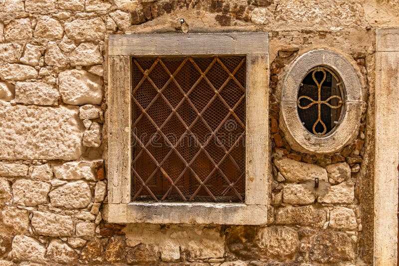 Windows in an Old Medieval Prison Building Stock Image - Image of iron ...