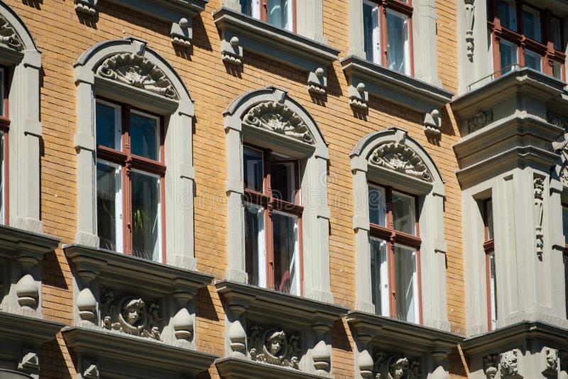 Windows on Old Residential Building Facade, Real Estate Exterior Stock ...