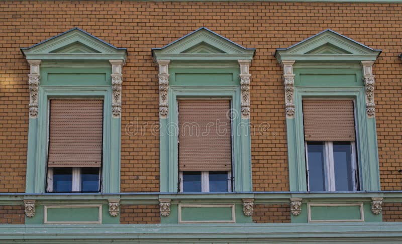 Windows on an Old Restored 19th Century Building Editorial Photography ...