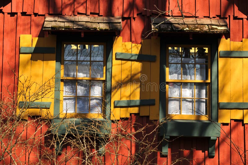 Windows of Old Rural and Colorful House Stock Photo - Image of charming ...