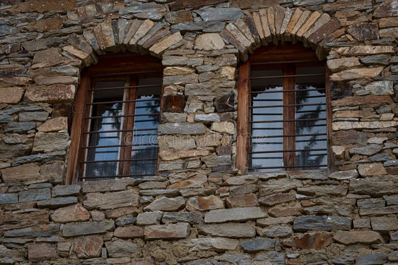 Windows at One Old House in Kovachevitsa Village, Bulgaria Stock Image ...