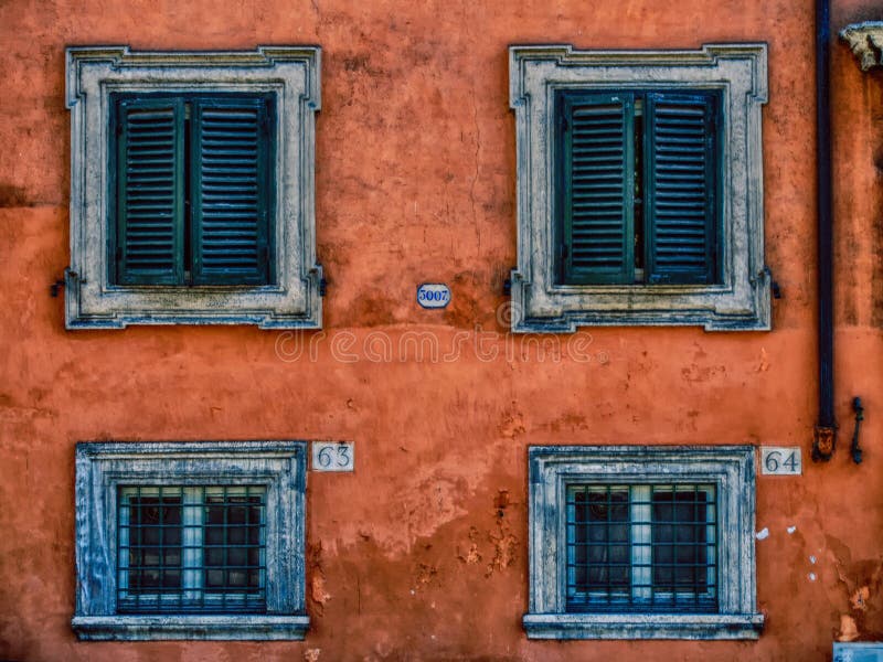 Old windows in Rome Italy stock photo. Image of green - 83465064