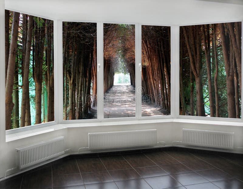 Windows Overlooking the Path in the Park Stock Image - Image of ...