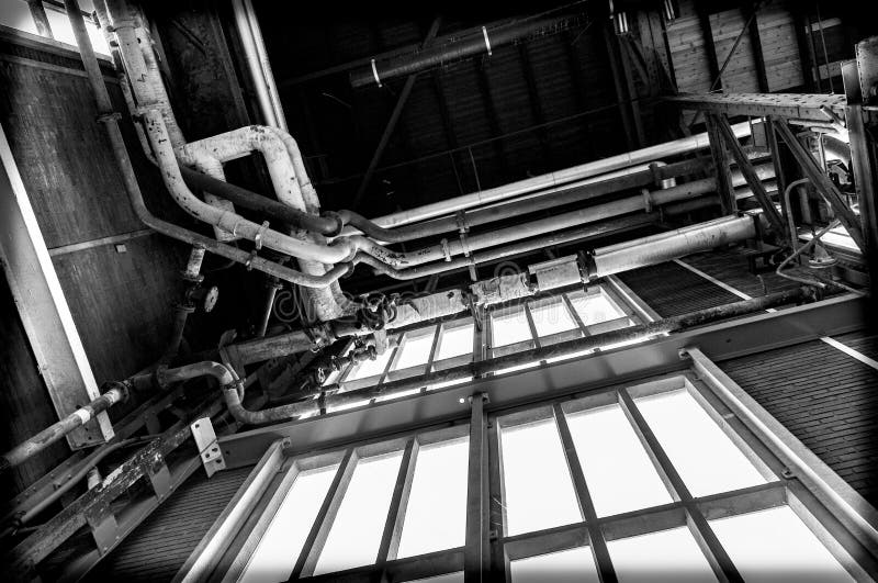 Windows and Pipes in an Old Warehouse Stock Photo - Image of grunge ...