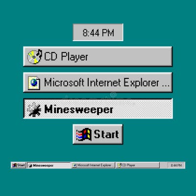 Windows 98 - Pixel Art Old Computer Desktop Interface. Vector ...