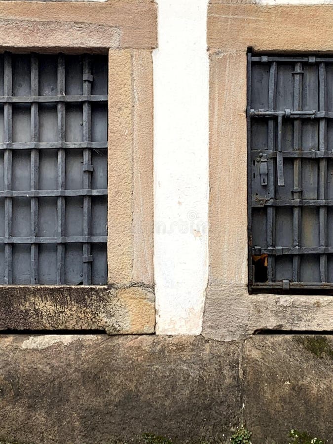 Windows of a prison stock image. Image of life, wall - 354244811