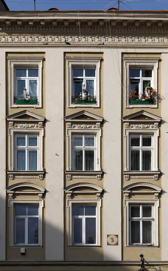 Windows of Reconstructed Building Stock Photo - Image of painted ...