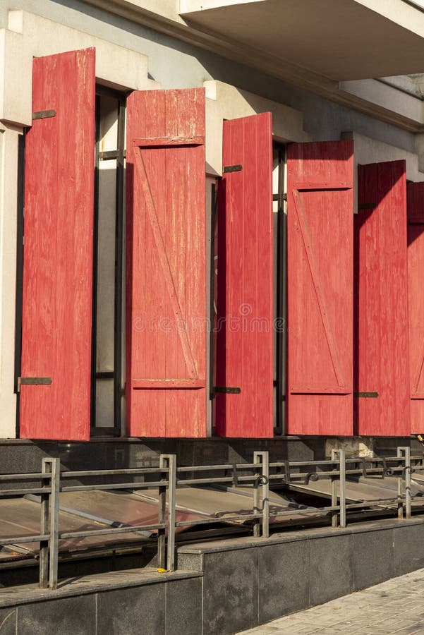 Vertical Shutters on the Street Stock Photo - Image of window ...