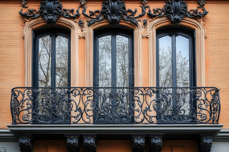 Windows Reflecting Autumn Trees on Building Facade Stock Illustration ...