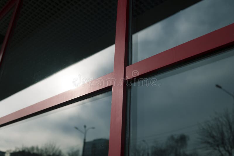 Windows with Reflection of the Dramatic Sky Stock Photo - Image of ...