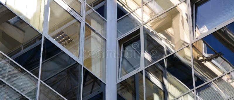 Windows with Reflection of Lines and Squares. Stock Image - Image of ...