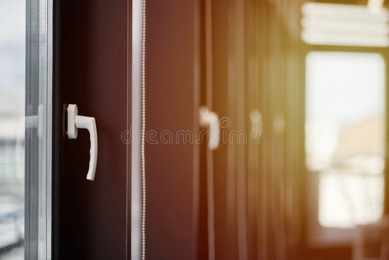 Windows Row in Office Building. Modern Windows with Handles. Rows of ...