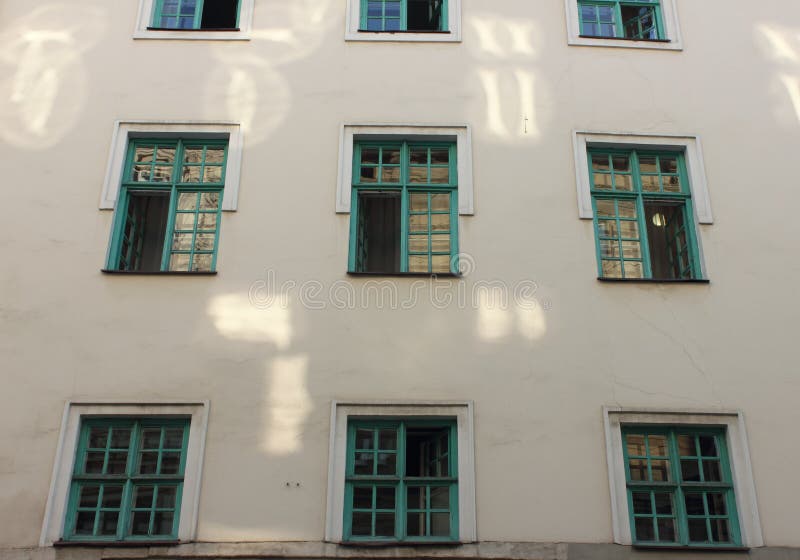 Windows in a Row on the Wall Stock Photo - Image of frame, stucco: 78133996