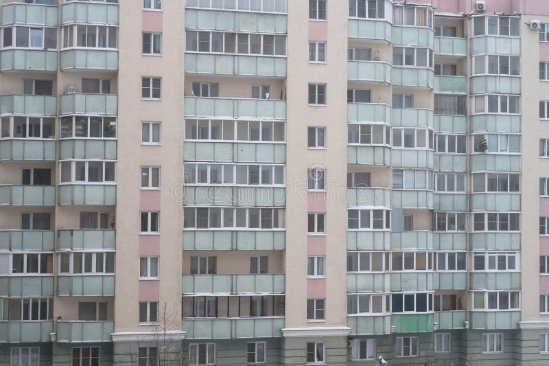 Windows of Russian Panel Building Stock Image - Image of home, concrete ...
