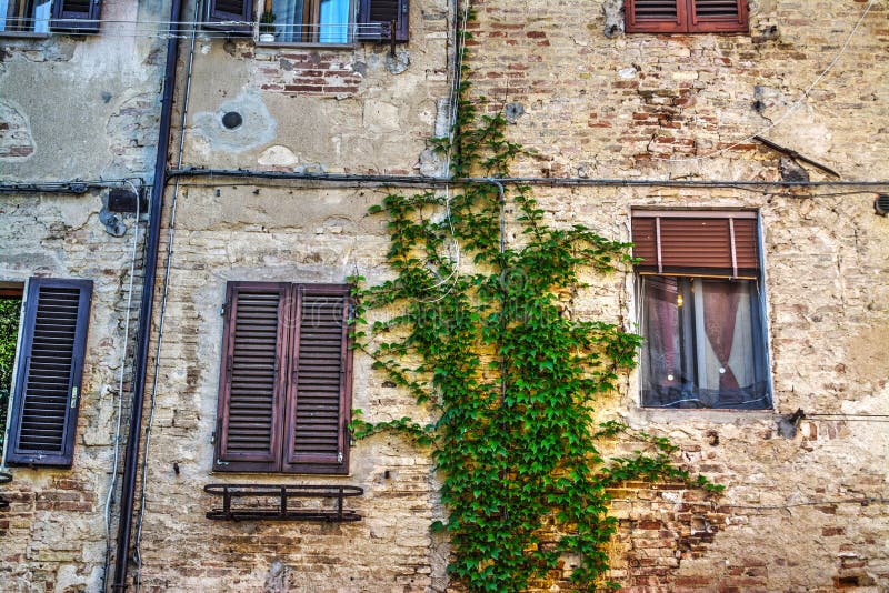 Windows in a Rustic Wall in Tuscany Stock Image - Image of residential ...