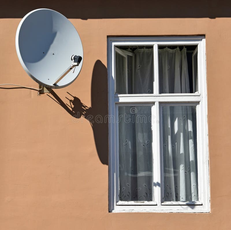 Windows and satellite dish stock image. Image of satellite - 81835471