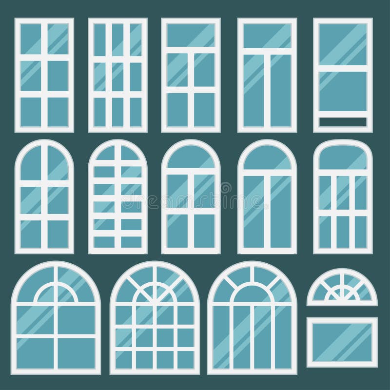 Windows Set with Different Design of Frames. Stock Vector ...