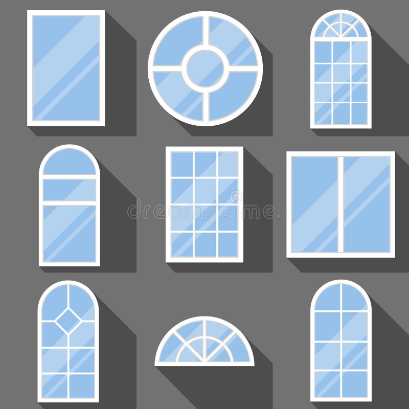 Windows, a Set of Realistic White Windows Isolated on a Dark Background ...